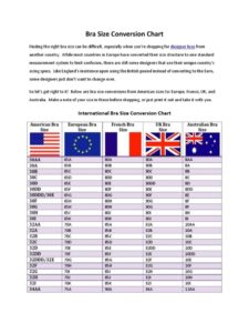 Bra size conversion international - Ygraph