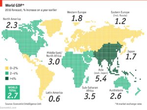 GDP growth worldwide map - Ygraph