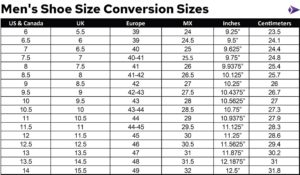 Mens shoe size conversion chart - Ygraph